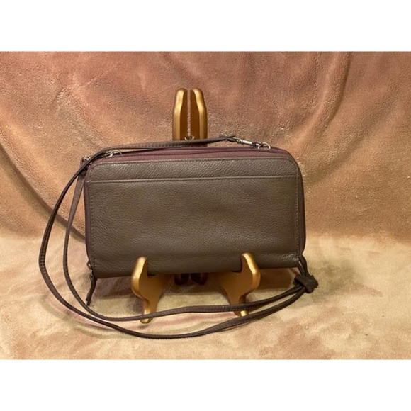 Unbranded | Bags | Pebblestone Brown Leather Double Zipper Crossbody ...